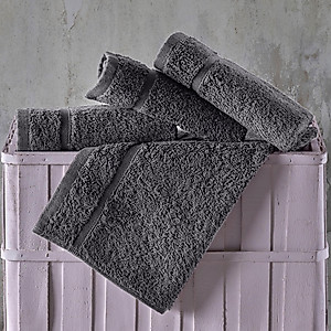 Grey 4-Pack Washcloths Set - 100% Ring Spun Turkish Cotton, Premium Quality Flannel Face Towel - Cloth - Highly Absorbent and Soft Feel Fingertip Towels, Wash Cloths For Your Face and Body