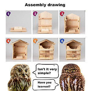 Owl House, Natural Wooden Owl Box Box for Outside Hanging, Owl Nesting Box for Outside, Kestrel Tree Bird House for Backyards