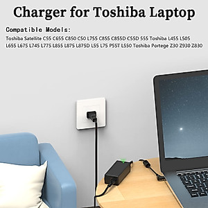 65W Laptop Charger for Toshiba Satellite C55 L510 C655 C850 L755 C855D NB15T P55 P55W CL15T S55;Toshiba Portege Z30 R835 Satellite Radius 11 14 15 Power Supply Cord 19V 3.42A