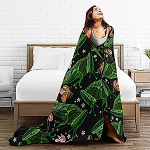 Gaseekry Blanket Frogs Butterfly Flowers Fleece Flannel Throw Blankets for Couch Bed Sofa Car,Cozy Soft Blanket Throw Queen King Full Size for Kids Women Adults 80X60, Black