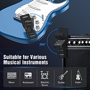 LEKATO Wireless Guitar Transmitter Receiver Rechargeable 2.4GHz Wireless Guitar System 6 Channels Wireless Audio System 100ft Transmission Range for Electric Guitar Bass(WS-10)