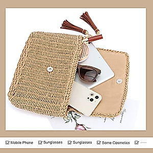 Freie Liebe Straw-Bag for Women Summer Woven Beach Bag Crossbody Purse Shoulder Handbag