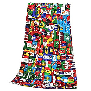 Countryball Polandball World Map Flannel Fleece Throw Blanket Soft Cozy Lightweight Fluffy Microfiber Blanket All Season Fuzzy Plush Throw Blanket for Couch Bed Sofa 50"x40"