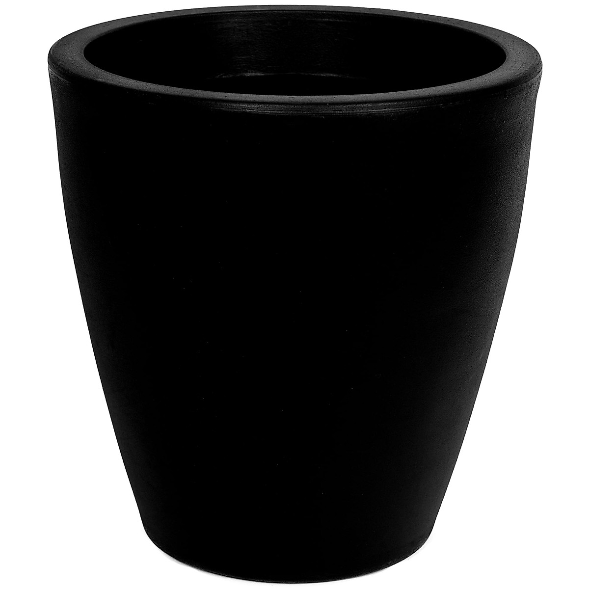 Elly Décor 17 inch Planter for Garden with Drainage, Large Round, Lightweight & Extremely Durable, Deck Indoor/Outdoor Plastic Pot, 17"x15"x9", Black