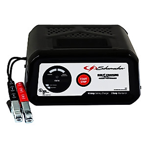Schumacher Electric SC1282 Fully Automatic Battery Charger and Maintainer for Motorcycles, Power Sports, Lawn Tractors, Cars, SUVs, and Boats, 10 Amps, 12 Volt, Black, 1 Unit