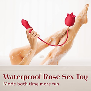 Rose Sex Toys Dildo Vibrator - 3in1 Adult Toys Sex Stimulator for Women with 9 Tongue Licking & Thrusting Dildo G Spot Vibrators, Adult Anal Sex Toy Games Clitoral Nipple Licker for Woman Man Couples