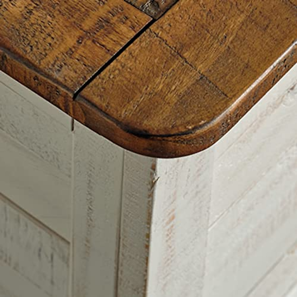 Signature Design by Ashley Dashbury Rustic Farmhouse Storage Trunk or Coffee Table, Antique White & Brown