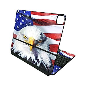 MightySkins Glossy Glitter Skin Compatible with Apple Magic Keyboard for iPad Pro 12.9" (3rd-6th Generation) - America Strong | Protective, Durable High-Gloss Glitter Finish | Made in The USA