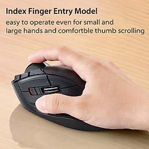 ELECOM DEFT Trackball Mouse, 2.4GHz Wireless, Finger Control, 8-Button Function with Smooth Tracking, Ergonomic Design, Optical Gaming Sensor, Windows11, macOS (M-DT2DRBK)