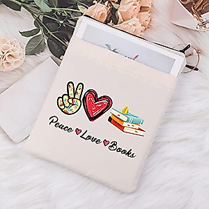 MNIGIU Funny Book Lover Gift Bookish Book Sleeve with Pocket Peace Love Book Protector Cover Kindle Book Sleeve (Peace Love Book)