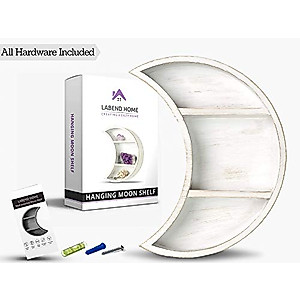 Moon Shelf for Crystals - Crystal Shelf Display and Crystal Holder - Crystal Display Shelf - White Crescent Moon Shaped Shelf - Boho Nursery Decor - Nursery Shelves for Bedroom, Kids Room, Baby Room