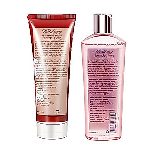 Vital Luxury Japanese Cherry Blossom Shower Gel and Body Cream Set - Nourishing and Moisturizing Daily Skincare - 8 fl.oz / 236mL Each, Birthday Mother's Valentine's Day Gifts for Her and Him