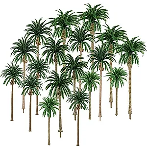 30 Pieces Miniature Palm Trees Plastic Scale Model Tree Coconut Scenery Mixed Model Trees for Model Train Railway Architecture Diorama DIY Craft Scenery Landscape