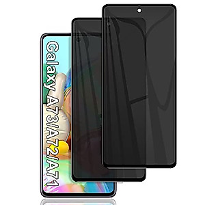 [2 Pack] for Samsung Galaxy A71 / A72 / A73 Privacy Screen Protector, Anti Spy 9H Tempered Glass for Galaxy A73 5G A71 A72 (4G/5G), Case Friendly Full Coverage Anti Scratch Bubble Free Easy Install