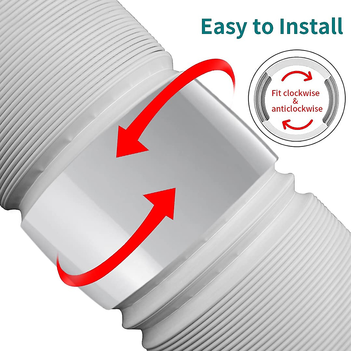 Air Conditioner Hose Extention Coupler 5 Inches, Portable A/C AC Exhaust Vent Hose Connector Coupling, Support Clockwise and Counter-clockwise Thread, ACHose Coupler Coupling Extension