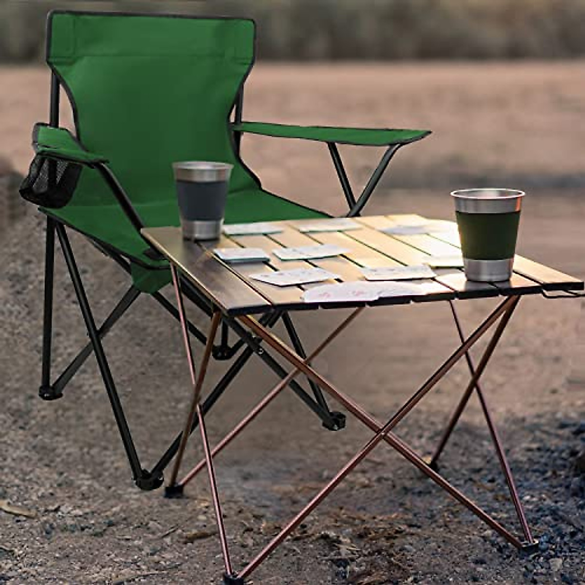 Cambyso Camping Chairs 2Packs Outdoor Chairs Foldable Portable Lawn Chair Ultra-Light Easy to Carry Fishing Chairs with Beverage Holder Heavy Duty Green