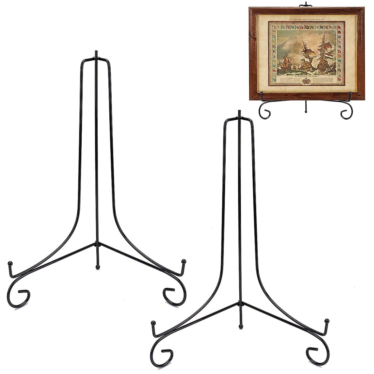 Jucoan 2 Pack 15 Inch Iron Display Stand, Large Black Easel Plate Holder Stand for Displaying Pictures Frame, Plates, Books Arts, Home Decor