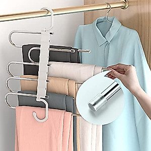Kayson Pants Hangers Saves Space-2 Piece Wardrobe Stretchable Multi-Layer Multi-Functional Suitable for Trousers, Scarves and Ties (2 Piece, Pants Hangers), Gray