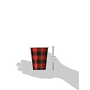 Creative Converting Plaid Paper Cups, 1 Count (Pack of 1), Red & Black