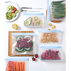 Gridlabs Reusable Storage Bags | Premium Set of 10 Bags | Perfect Food Bags for Lunch Sandwich and Kids Snacks | Leakproof Extra Thick Food Safe Material – Freezer Safe