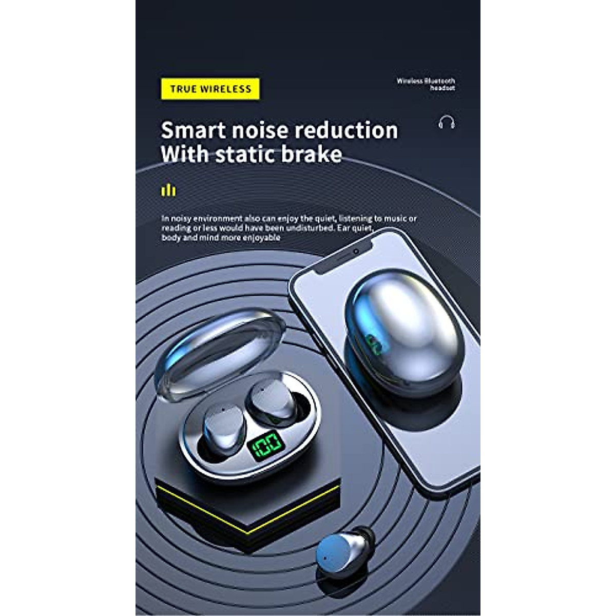 LmtLessDeals Wireless Bluetooth Earbuds Game Headphones 5.3 BT HiFi Stereo Premium Sound with Heavy Bass Shock K20 Touch Control Smart Noise Reduction Long Battery Life