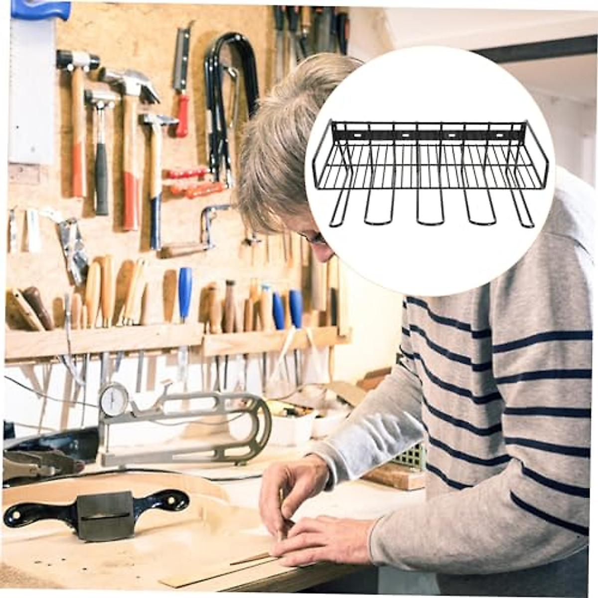 Zerodeko Tool Storage Box Storage Shelf for House Hand Tool Holder Electric Drill Holder Tools Organizer Power Tools Storage Storage Rack Peg Board Organizer for Tool Iron Black