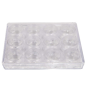 The Beadsmith Personality Case - Clear Storage Organizer Box, 5 x 3.75 x 0.9 inches - Includes 12 Small Containers with lids - 1.2 x 0.7 inches, Bead Holder