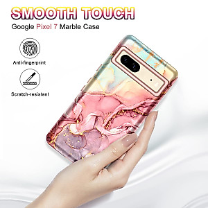 Btscase for Google Pixel 7 Case, Marble Pattern 3 in 1 Heavy Duty Shockproof Full Body Rugged Hard PC+Soft Silicone Drop Protective Women Girl Phone Covers for Google Pixel 7 (2022), Rose Gold