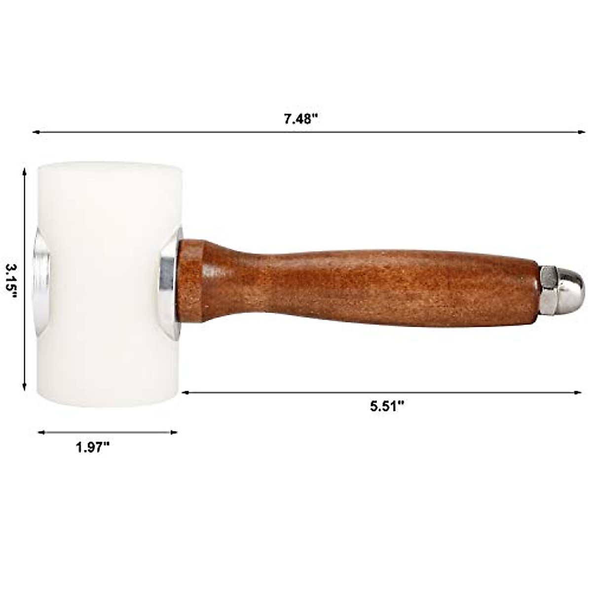 YaeTek DIY Leathercraft Wooden Mallet Leather Carving Hammer Wood Handle Nylon Hammer T Head