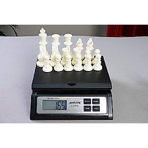 US Chess Federation's Triple Weighted Tournament Staunton Black and White Plastic Chess Pieces - 3.75" King