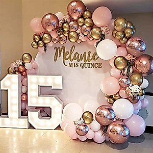 Pink Balloon Garland, 127PCS Pink Gold and White Balloons Arch Birthday Party Decorations for Girls Women 18th 21st with Metal Rose Gold Balloon for Baby Shower Wedding Bachelorette Party Supplies