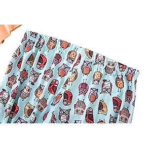 CHUNG Women Cotton Pajama Sets Sleepwear pjs Short Sleeve Shirt Capri Pants with Cute Vivid Print (XL, Orange Owl)