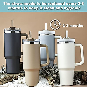 XANGNIER Replacement Straws for Stanley 40 oz Tumbler,6 Pack Clear Plastic Straws with Cleaning Brush Compatible with Stanley Adventure Quencher Travel,Long Straws for Stanley Cup Accessories