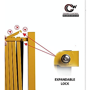 Trafford Industrial Expandable Metal Barricade, 16 Feet, Yellow and Black, Mobile Safety Barrier Gate, Retractable Traffic Fence