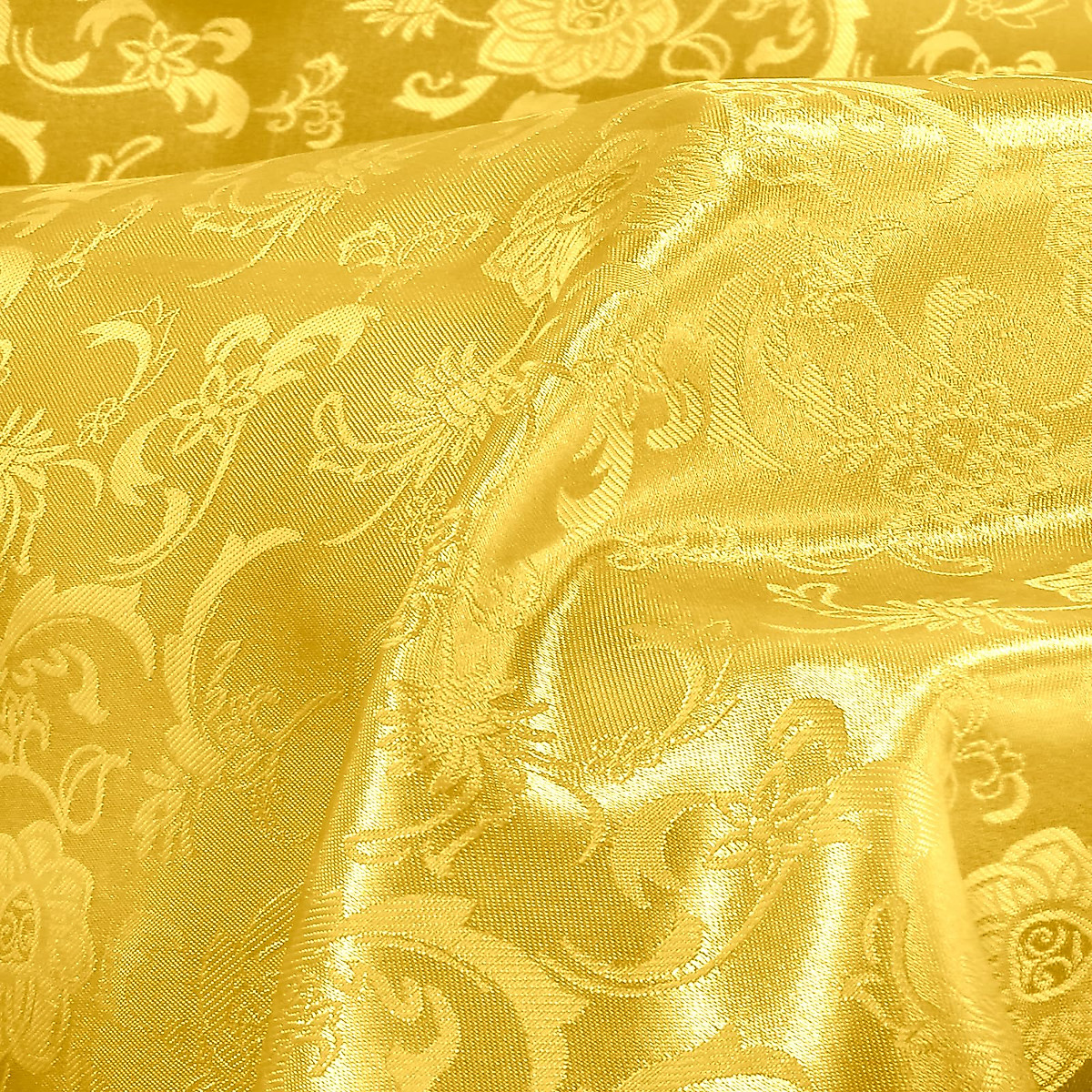 Cobedzy Gold Satin Fabric by The Yard - 1 Yard 60 Inches Wide Shiny Satin Jacquard Fabric Luxurious Satin for DIY Crafts and Clothing Making