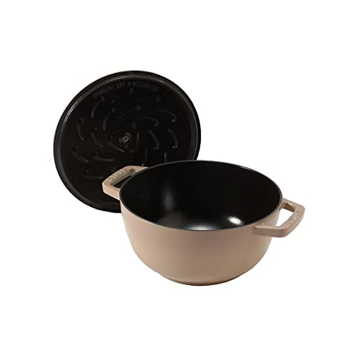 staub Wa-NABE 40501-001 Linen L Vintage Knob Specifications 7.9 inches (20 cm) Handed, Cast Iron Pot, Rice Cooking, 3 Pieces, Induction Compatible, Japanese Authentic Product with Serial Number