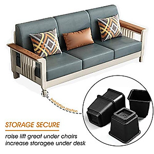 Bed Risers 3 Inch, Heavy Duty Square Furniture Frame Lift for Couch, Chair, Desk, Sofa and Bunk Bedpost, Set of 4