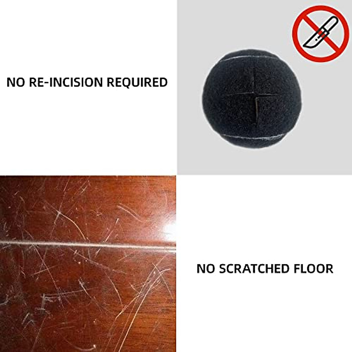 Mxkoso Precut Walker Tennis Balls, Heavy Duty Long Lasting Felt Pad Glide Coverings for Chairs Desks Furniture Legs and Floor Protection 2 PCS (Gray)