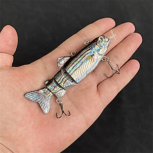 Robotic Swimming Fishing Bait Electric Lures 3.5" USB Rechargeable LED Light Wobbler 4-Segement Multi Jointed Swimbait Hard Lures Fishing Tackle