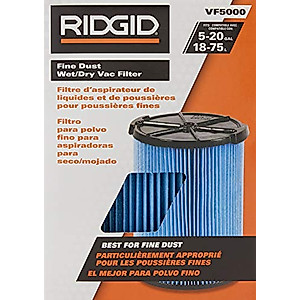 RIDGID 72952 Model 3-Layer Pleated Paper Vacuum Filter for RIDGID 5-20 Gallon Vacuums, Green