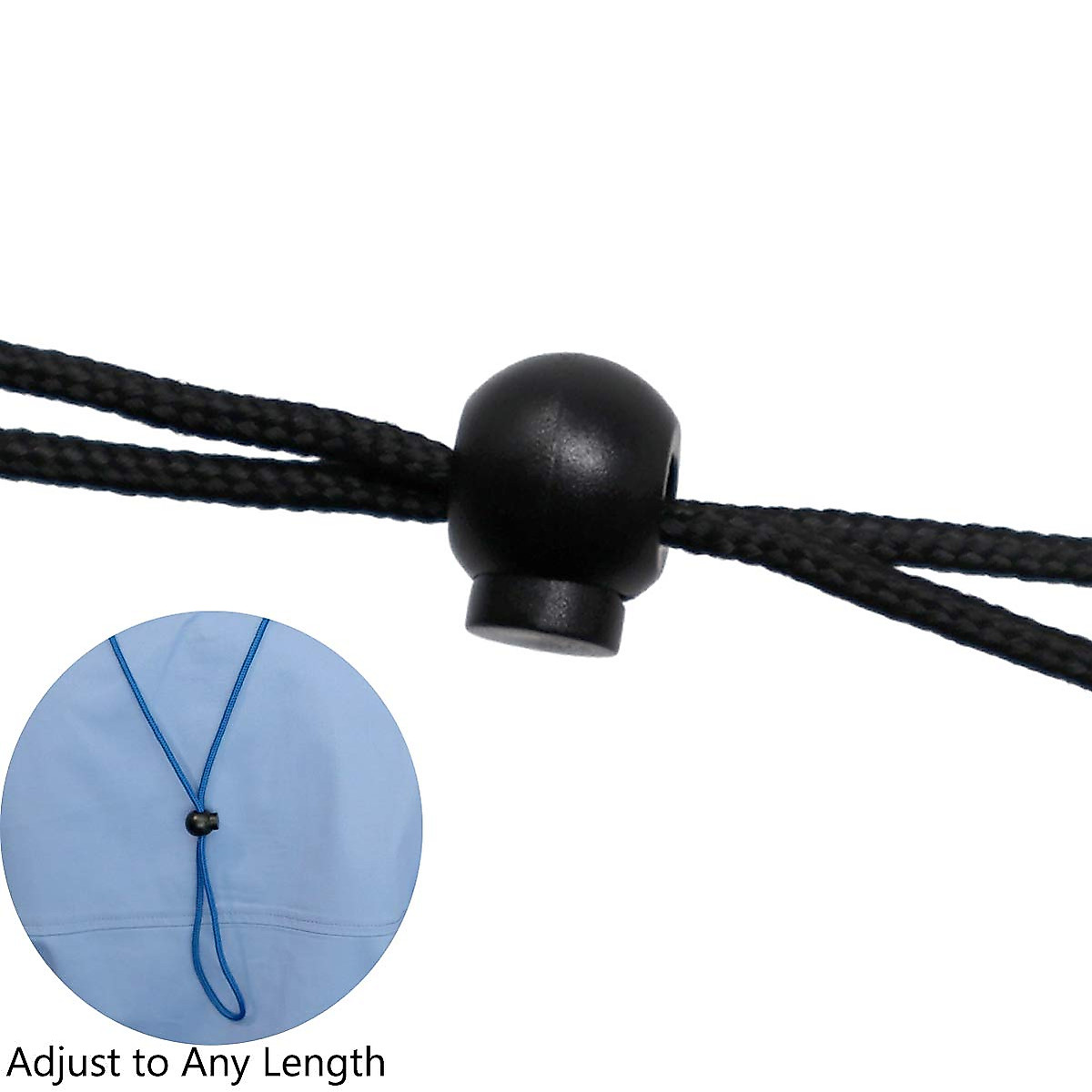 2 Pack - Adjustable Length Face Mask Lanyard - Handy & Convenient Safety Mask Holder & Hanger - Comfortable Around The Neck Facemask Rest & Ear Saver - Easy On & Off by Specialist ID (Black)