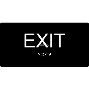 ADA EXIT Sign, 6"x 3",Braille Grade II (Black/White)