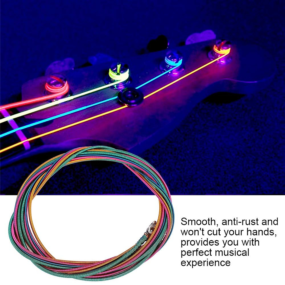 Electric Bass Guitar Strings Colorful Guitar String Alloy Wound Electric Bass Strings Accessories