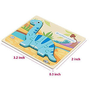 WedFeir Todder Puzzles Set of 6, Dinosaur Wooden Puzzle for Toddler Kids 3+ Year Old, Educational Toys for Preschool Kindergarten Boys and Girls.