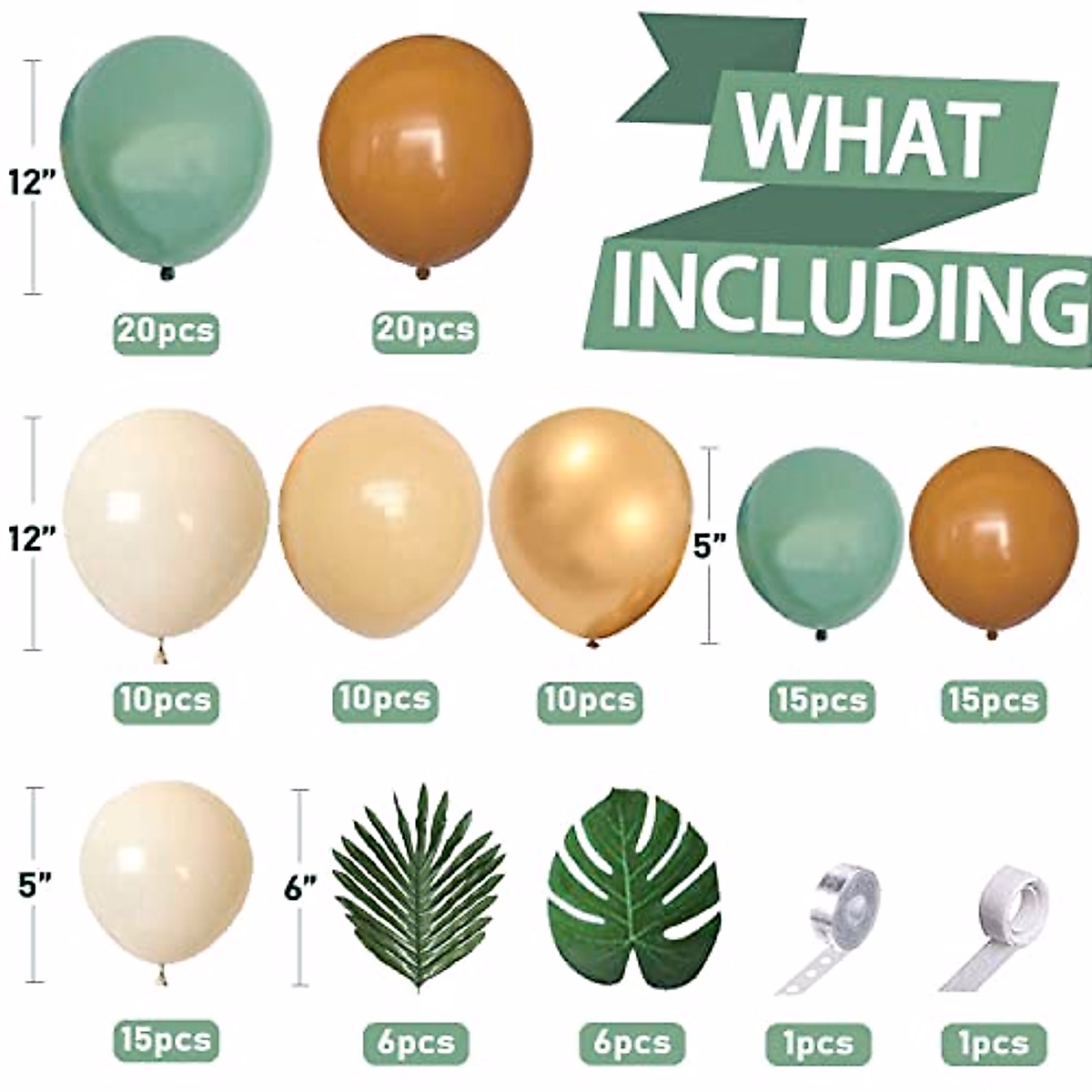 Safari Woodland Sage Olive Green Brown Nude Cream Neutral Balloons Balloon Garland Kit, Jungle Safari Wild One Boho Teddy Bear Birthday Baby Shower Theme Party Decorations Supplies for Boy