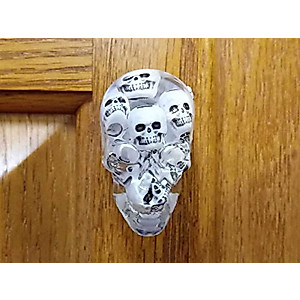 Clear Skull Door Knobs Drawer Knobs with Mini Skull Beads (Set of 2)