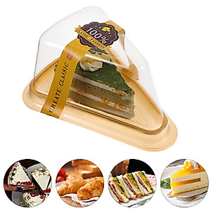Zerodeko 50pcs Boxes Triangular Cake Box Disposable Cake Containers with Lids Mini Cheesecake Containers Chocolate Boxes Sandwich Sealing Container Cupcake Carrier Takeaway Box A03 Food Pvc