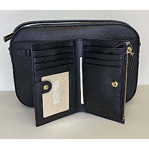 MICHAEL Michael Kors Jet Set Large Crossbody Bag bundled with Jet Set Travel SM Zip Card Case Wallet (Black/Python Embossed)