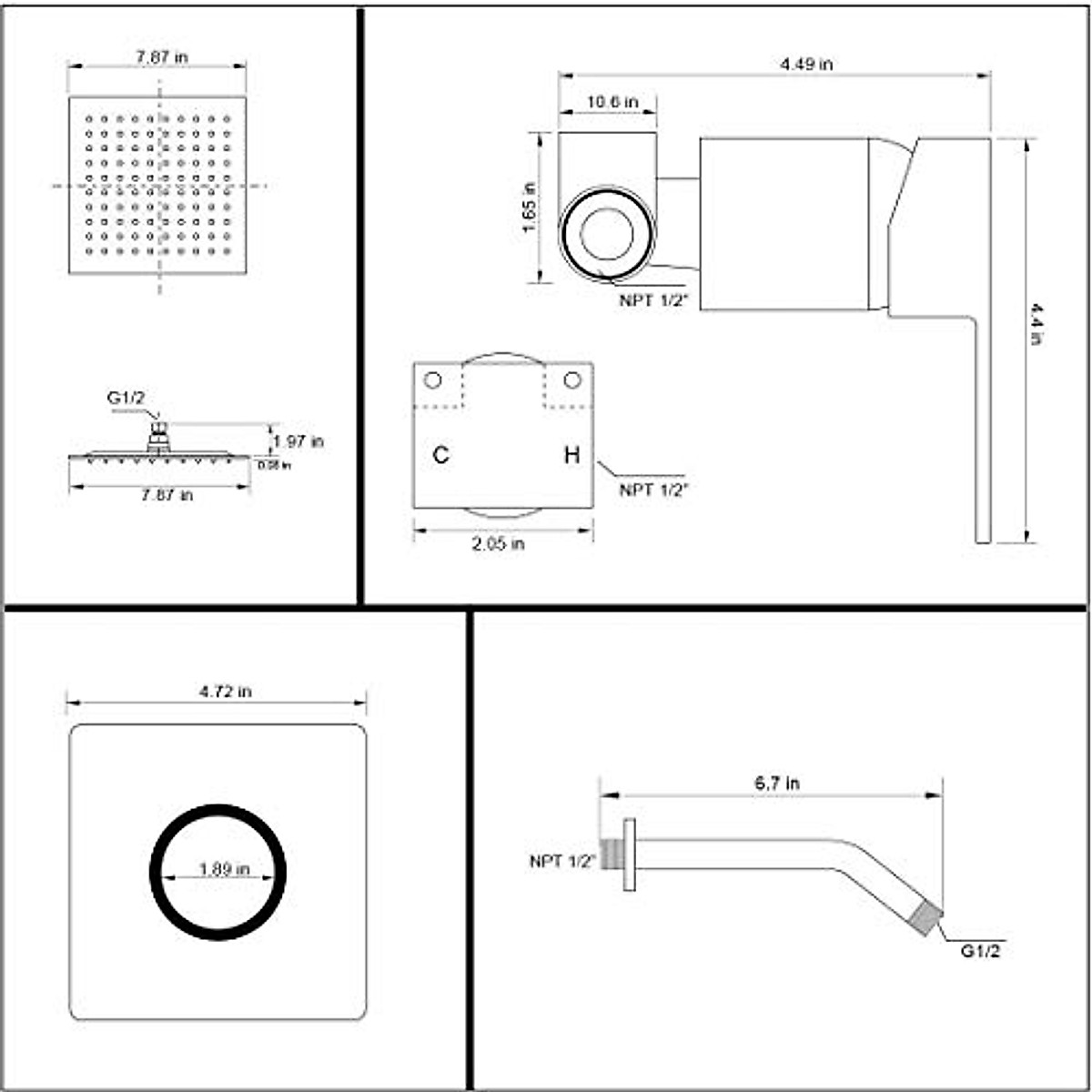 JingGang Shower Faucet Brushed Nickel Rain Shower Head Shower Faucets Sets Complete Bathroom Rainfall Shower System, Single Function Shower Trim Kit with Rough-in Valve