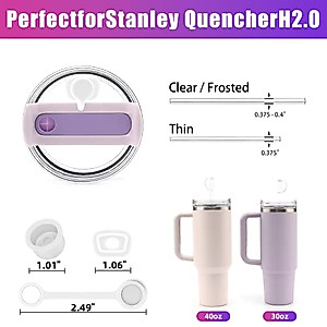 4 Sets Silicone Spill Stopper for Stanley 40/30 oz Quencher H2.0 Tumbler with Handle including 4 Straw Cover Sets 4 Round Leak Stoppers 4 Square Spill Stoppers for Stanley Cup Accessories Dust-proof
